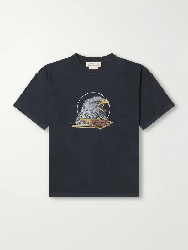 REMI RELIEF Davidson County Printed Cotton-jersey T-shirt - Black