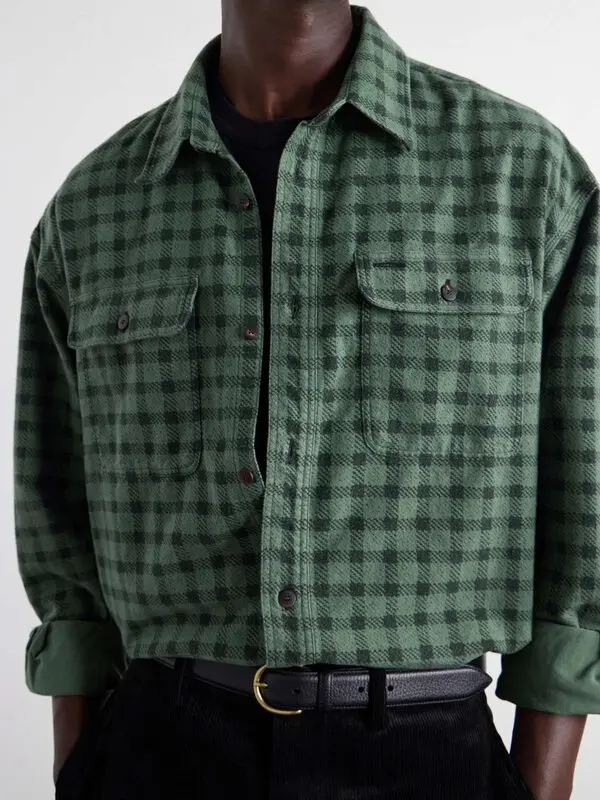 Visvim Langer Checked Brushed Cotton-canvas Shirt