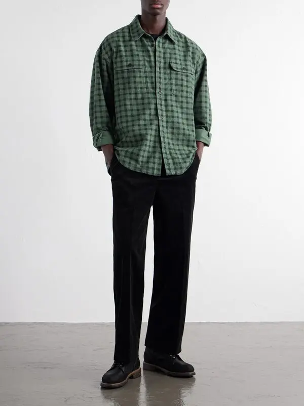 Visvim Langer Checked Brushed Cotton-canvas Shirt