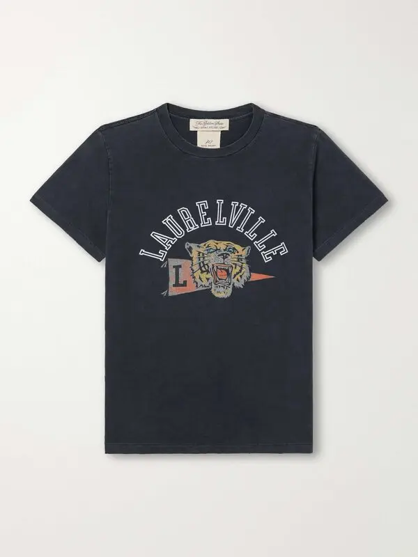 REMI RELIEF Laurel Ville Distressed Printed Cotton-jersey T-shirt