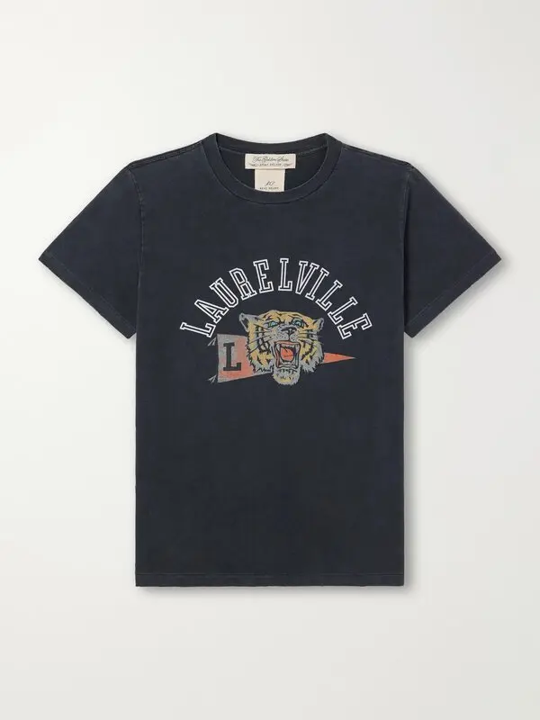 REMI RELIEF Laurel Ville Distressed Printed Cotton-jersey T-shirt