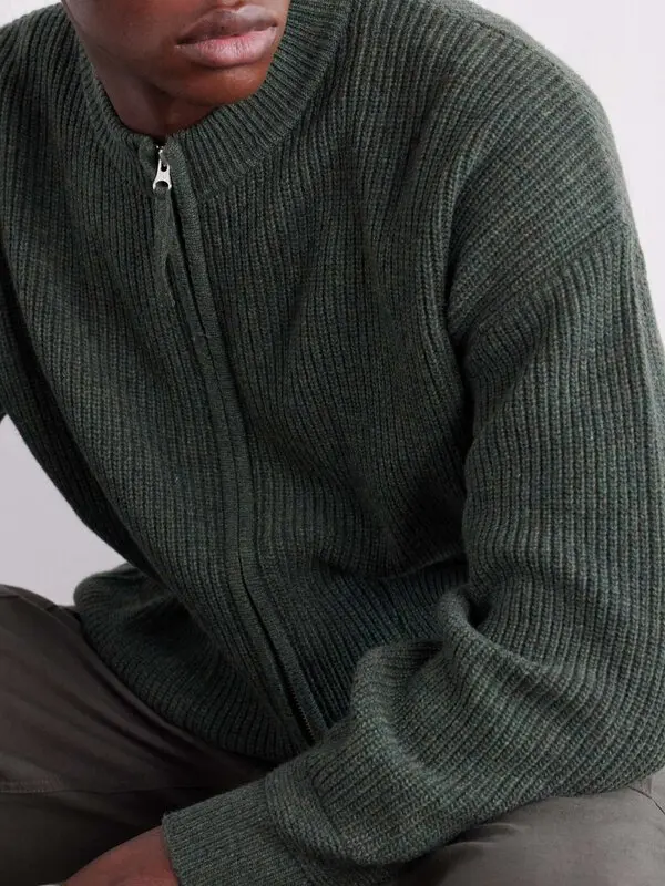 FRIZMWORKS Ribbed-knit Wool-blend Zip-up Cardigan