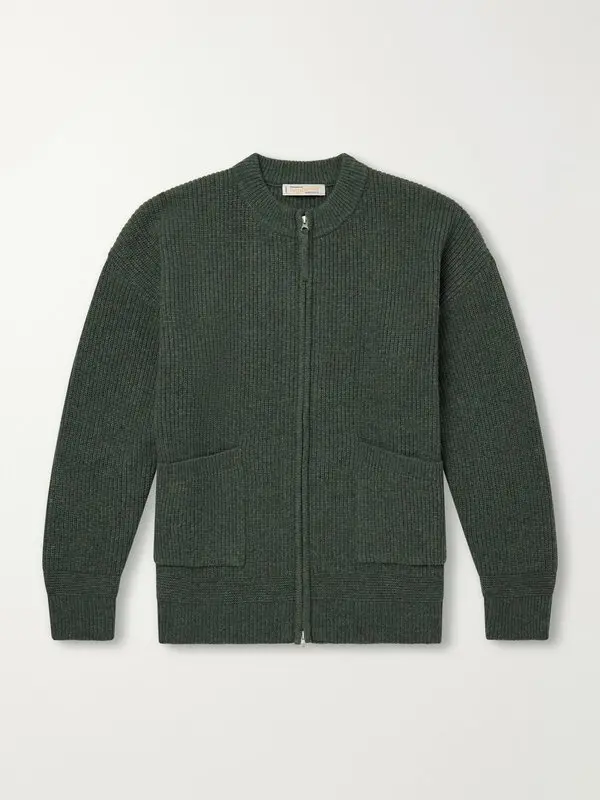 FRIZMWORKS Ribbed-knit Wool-blend Zip-up Cardigan
