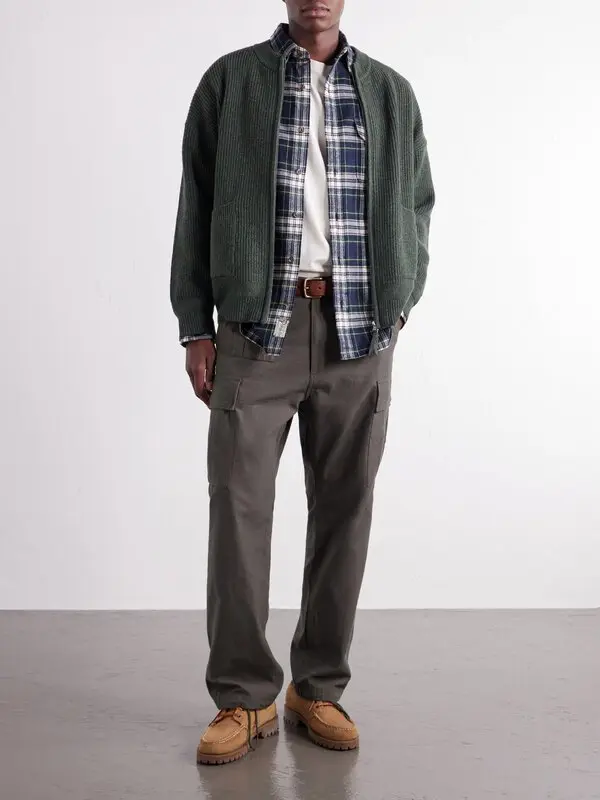 FRIZMWORKS Ribbed-knit Wool-blend Zip-up Cardigan