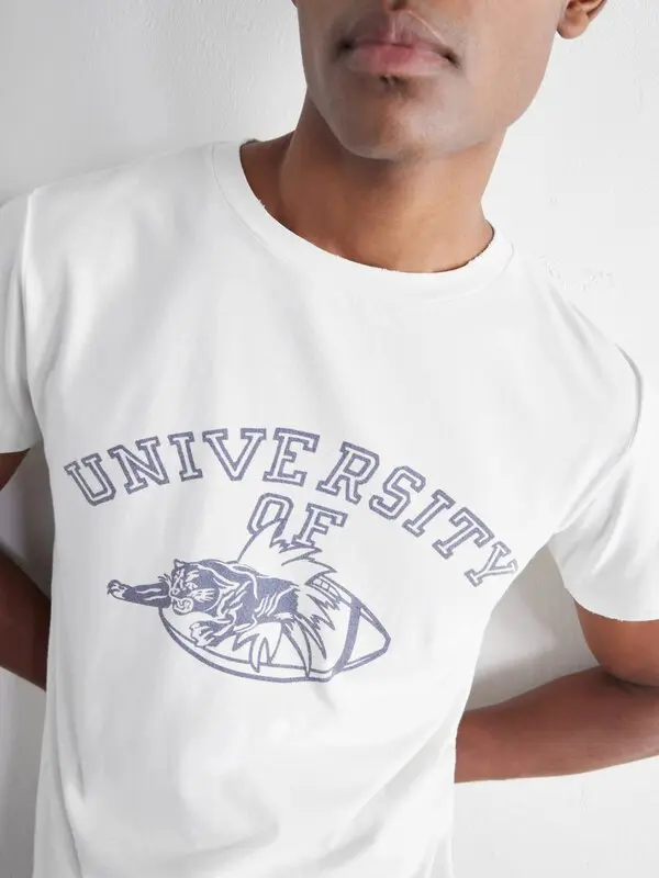 REMI RELIEF University Of Distressed Printed Cotton-jersey T-shirt