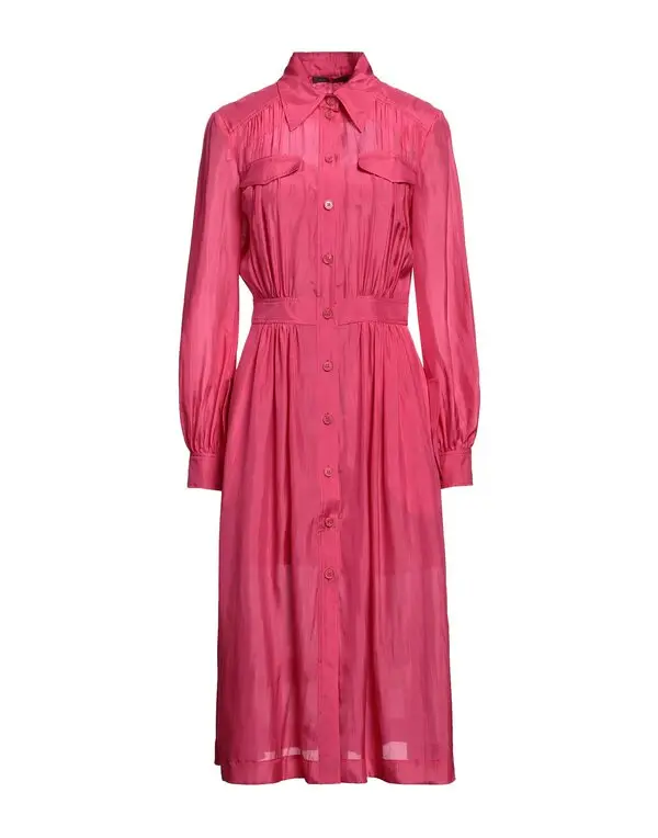 Alberta Ferretti Midi Dress Fuchsia Size Acetate, Silk, Elastane