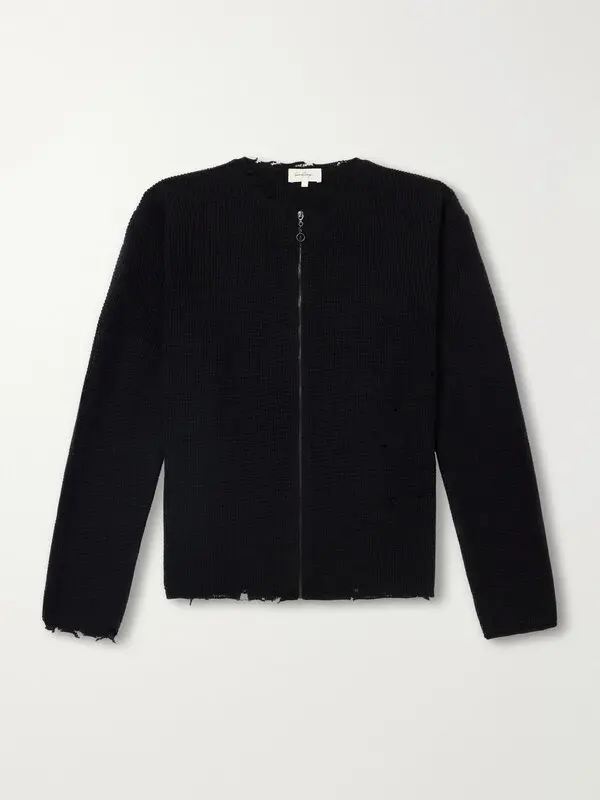 SECOND / LAYER Friends Waffle-knit Wool And Cashmere-blend Zip-up Sweater