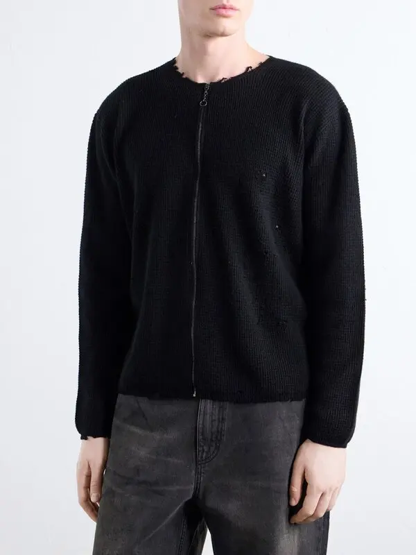 SECOND / LAYER Friends Waffle-knit Wool And Cashmere-blend Zip-up Sweater