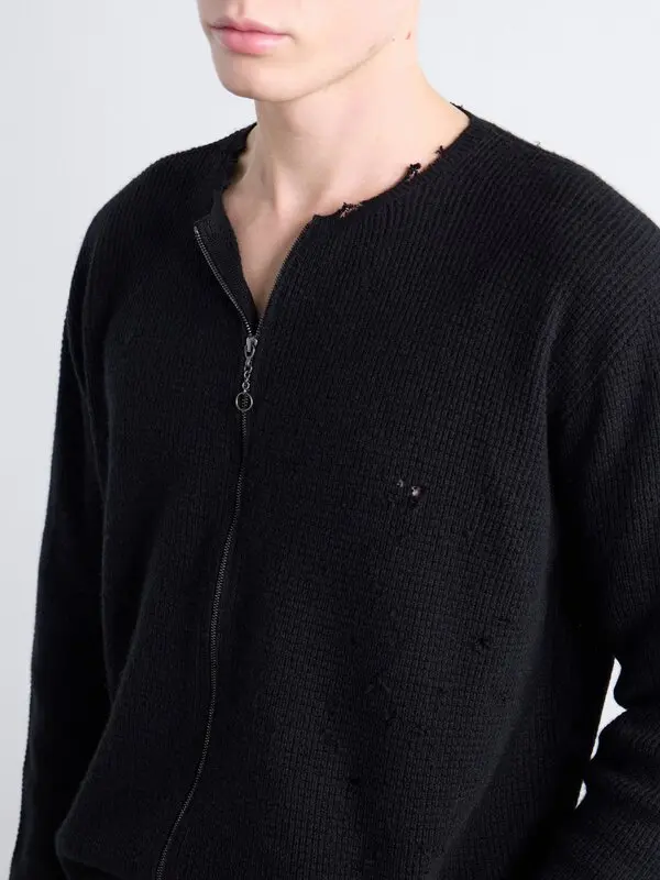 SECOND / LAYER Friends Waffle-knit Wool And Cashmere-blend Zip-up Sweater