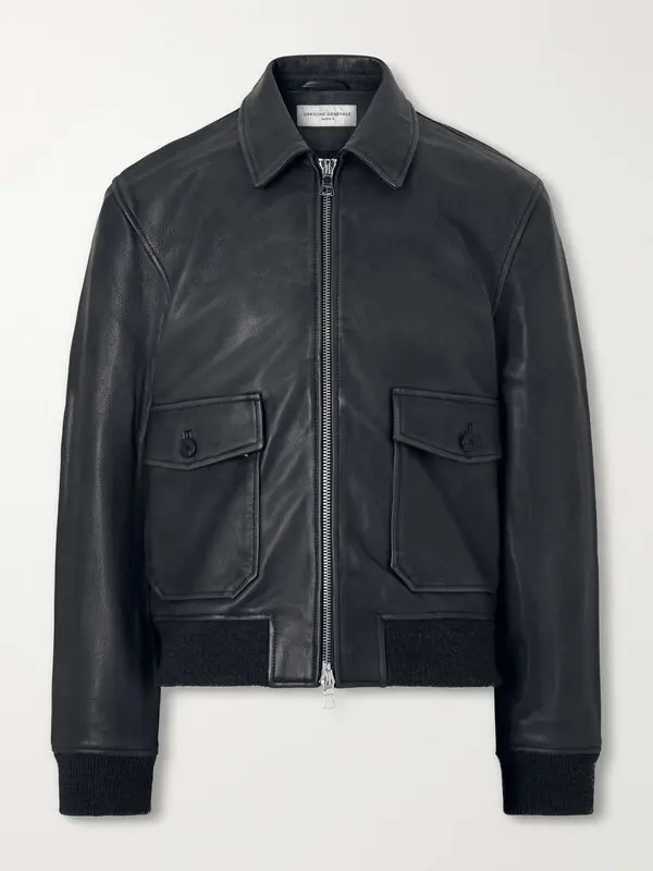 Officine Générale Cesario Grained Leather Jacket