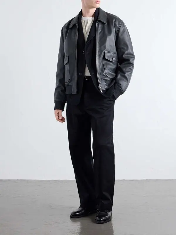 Officine Générale Cesario Grained Leather Jacket