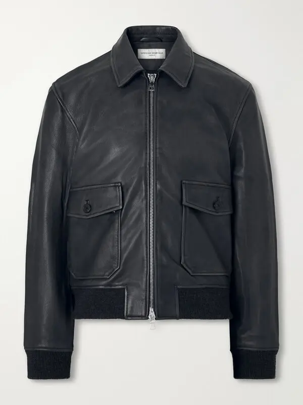 Officine Générale Cesario Grained Leather Jacket