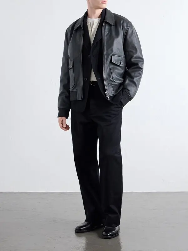 Officine Générale Cesario Grained Leather Jacket