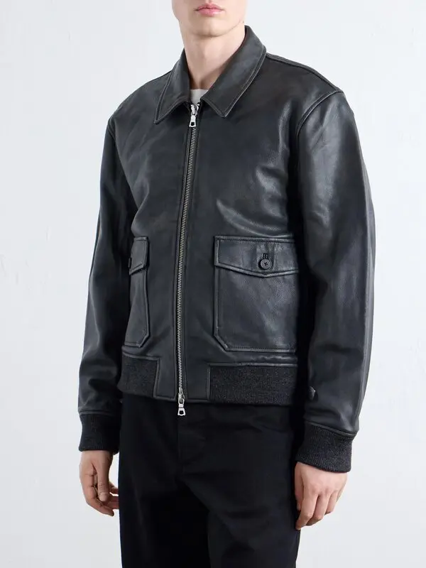 Officine Générale Cesario Grained Leather Jacket