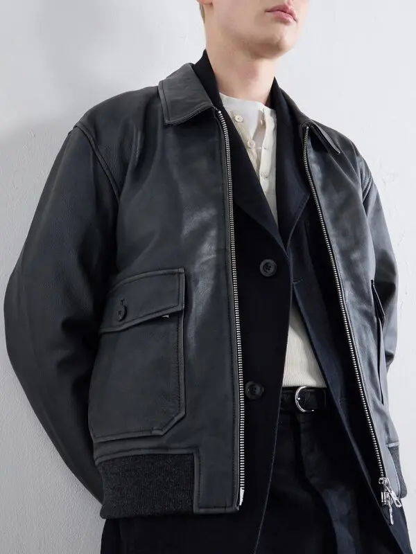 Officine Générale Cesario Grained Leather Jacket