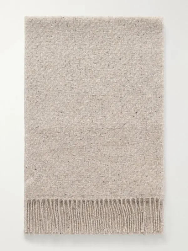 Johnstons Of Elgin Fringed Cashmere Scarf - Neutrals