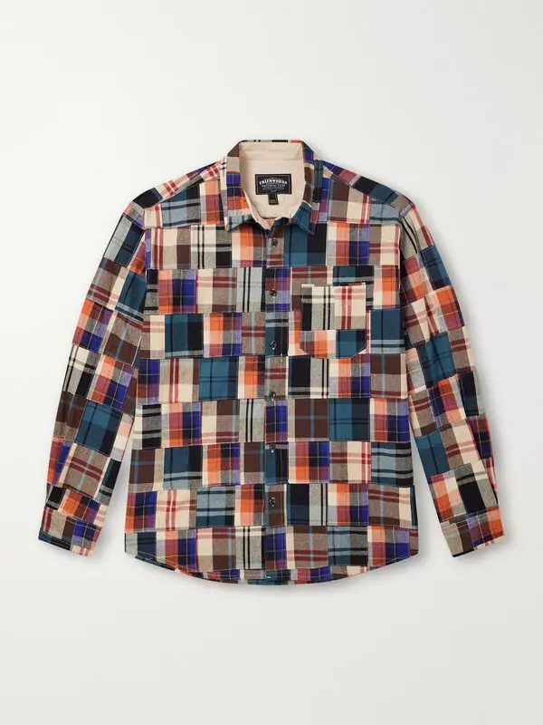 FRIZMWORKS Patchwork Checked Cotton Shirt