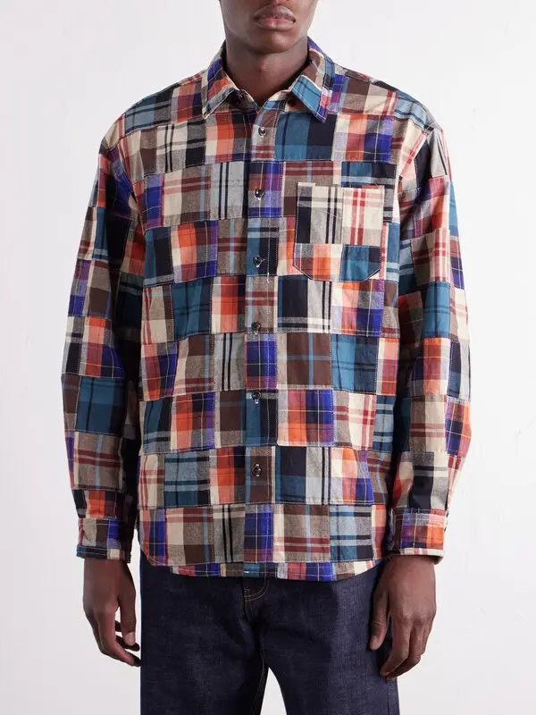 FRIZMWORKS Patchwork Checked Cotton Shirt