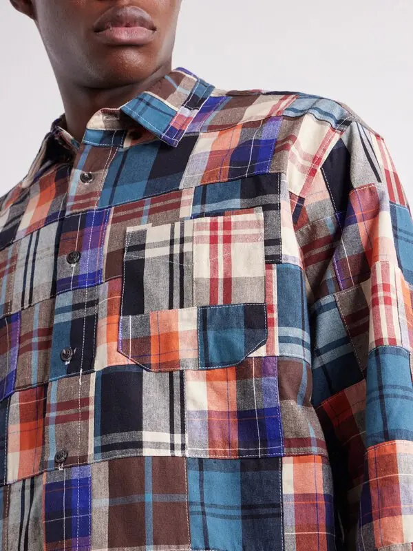 FRIZMWORKS Patchwork Checked Cotton Shirt