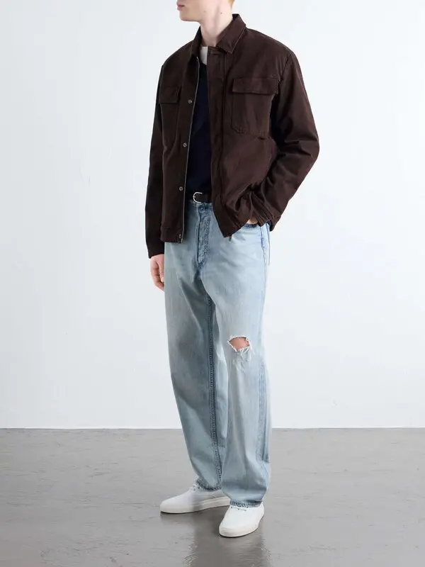 Altea Godfrey Padded Garment-dyed Stretch-cotton Twill Overshirt