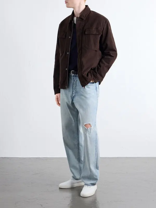 Altea Godfrey Padded Garment-dyed Stretch-cotton Twill Overshirt