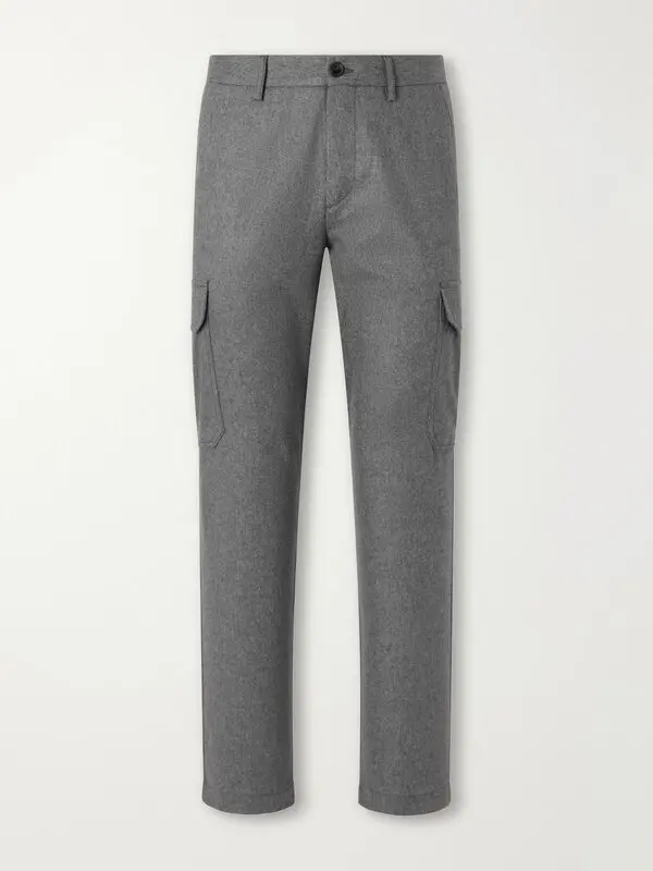 Mr P. Straight-leg Wool-flannel Cargo Trousers - Gray