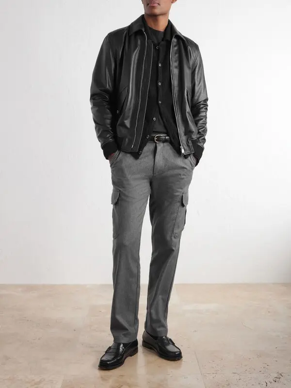 Mr P. Straight-leg Wool-flannel Cargo Trousers - Gray