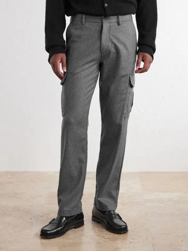 Mr P. Straight-leg Wool-flannel Cargo Trousers - Gray