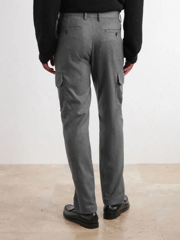Mr P. Straight-leg Wool-flannel Cargo Trousers - Gray