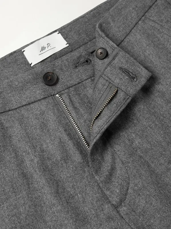 Mr P. Straight-leg Wool-flannel Cargo Trousers - Gray