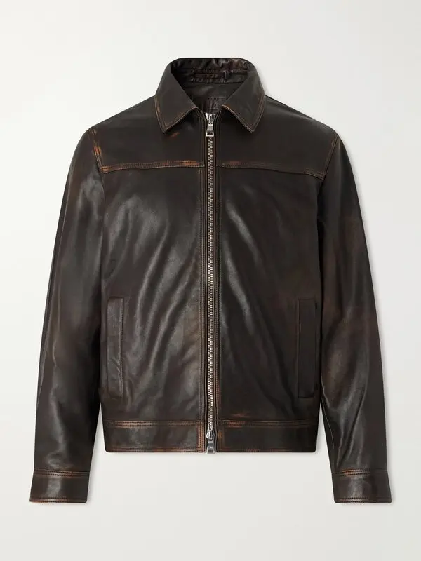 Mr P. Distressed Leather Jacket