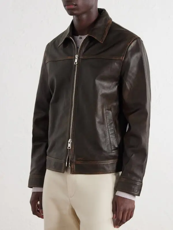 Mr P. Distressed Leather Jacket