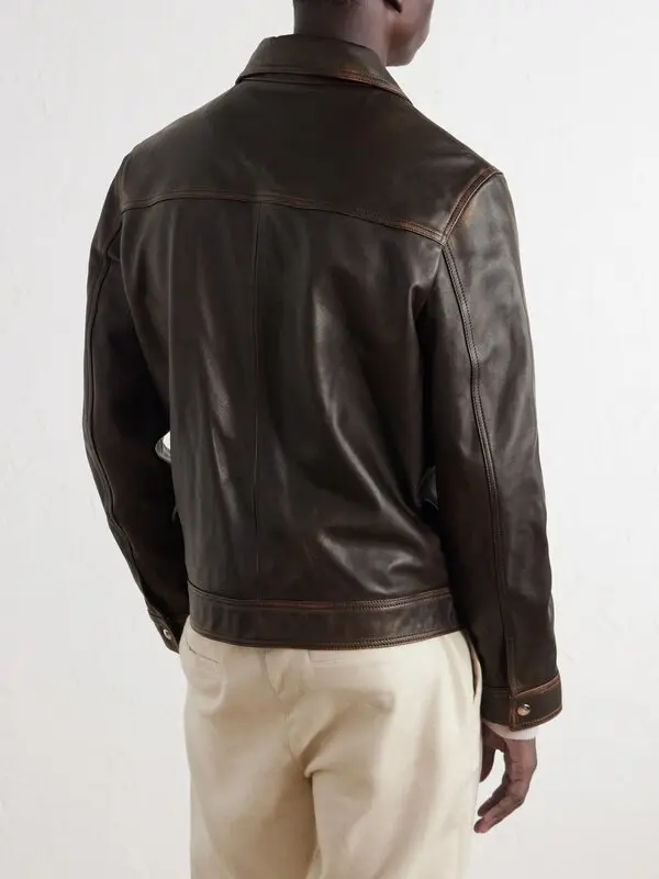 Mr P. Distressed Leather Jacket