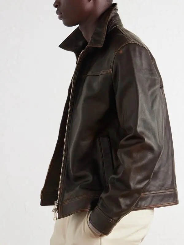 Mr P. Distressed Leather Jacket