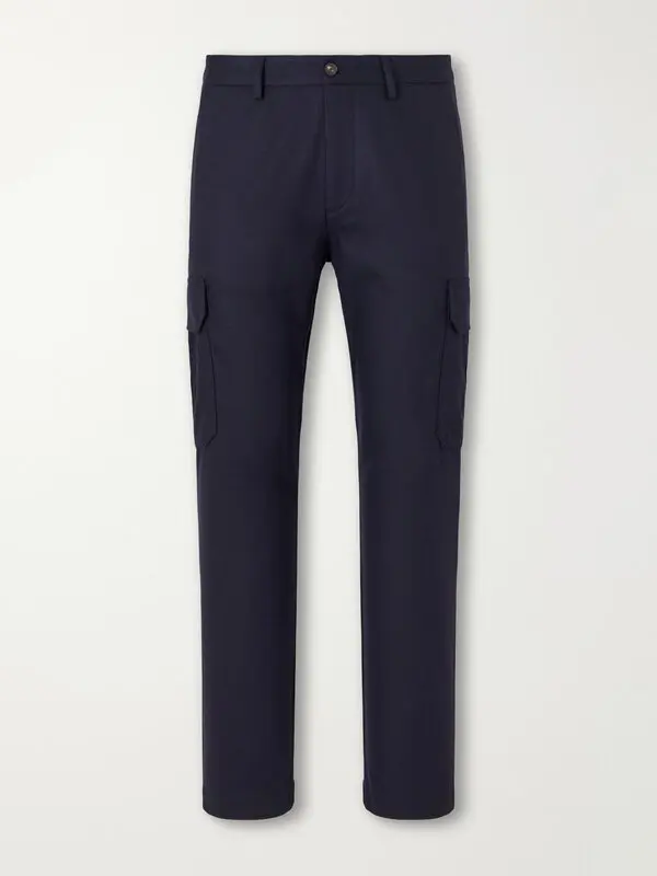 Mr P. Straight-leg Wool-flannel Cargo Trousers - Blue