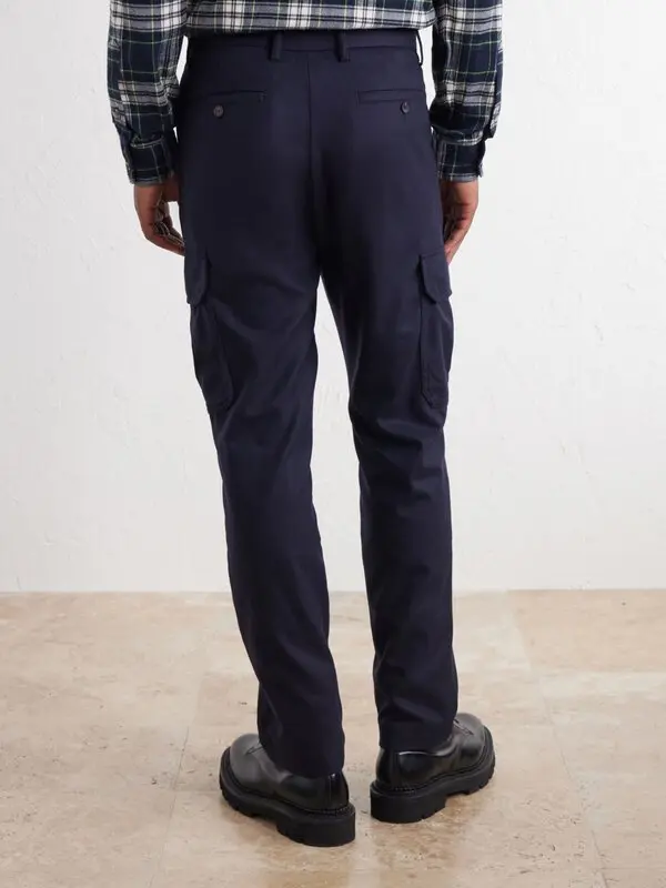 Mr P. Straight-leg Wool-flannel Cargo Trousers - Blue
