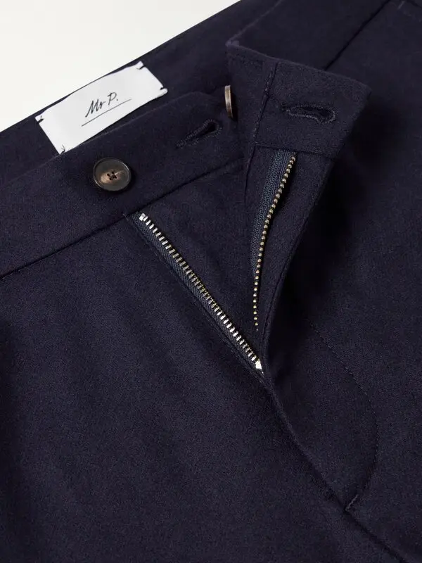 Mr P. Straight-leg Wool-flannel Cargo Trousers - Blue