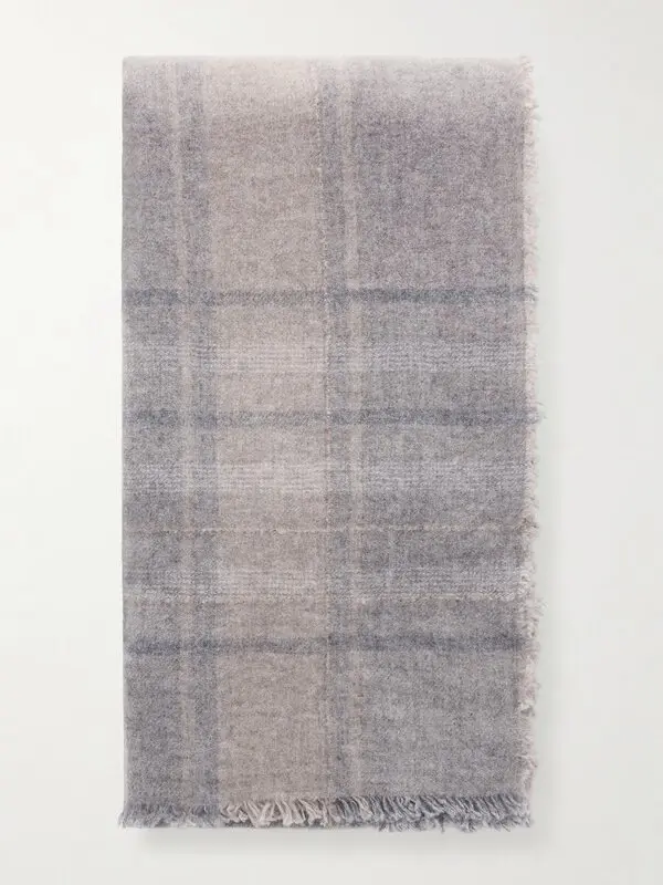 Johnstons Of Elgin Kerrera Checked Cashmere Scarf - Gray