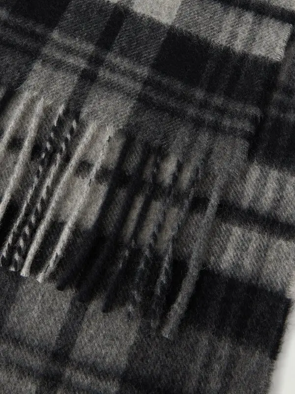 Johnstons Of Elgin Fringed Checked Cashmere Scarf