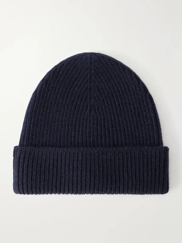 Johnstons Of Elgin Ribbed Cashmere Beanie - Blue