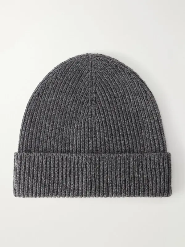 Johnstons Of Elgin Ribbed Cashmere Beanie - Gray