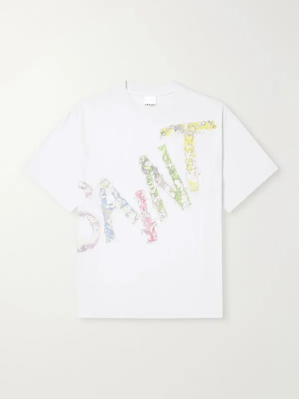SAINT MXXXXXX Coco Star Sims Distressed Printed Cotton-jersey T-shirt - White