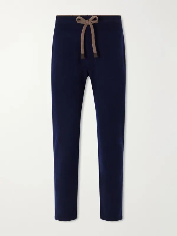 Fedeli Davis Tapered Cashmere Drawstring Sweatpants - Blue