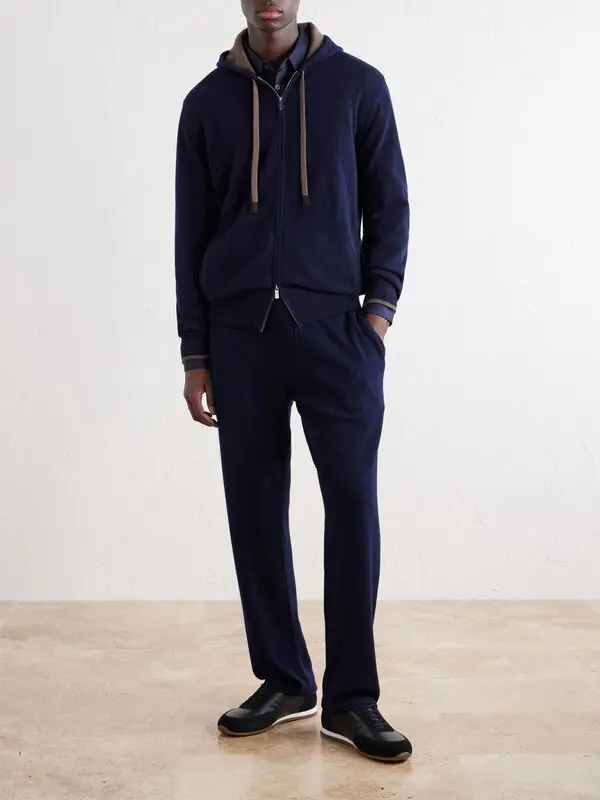 Fedeli Davis Tapered Cashmere Drawstring Sweatpants - Blue