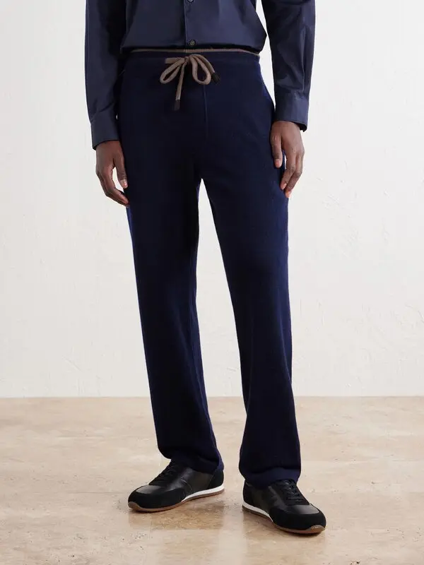Fedeli Davis Tapered Cashmere Drawstring Sweatpants - Blue