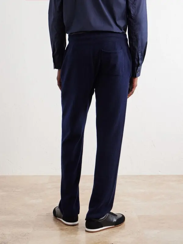 Fedeli Davis Tapered Cashmere Drawstring Sweatpants - Blue