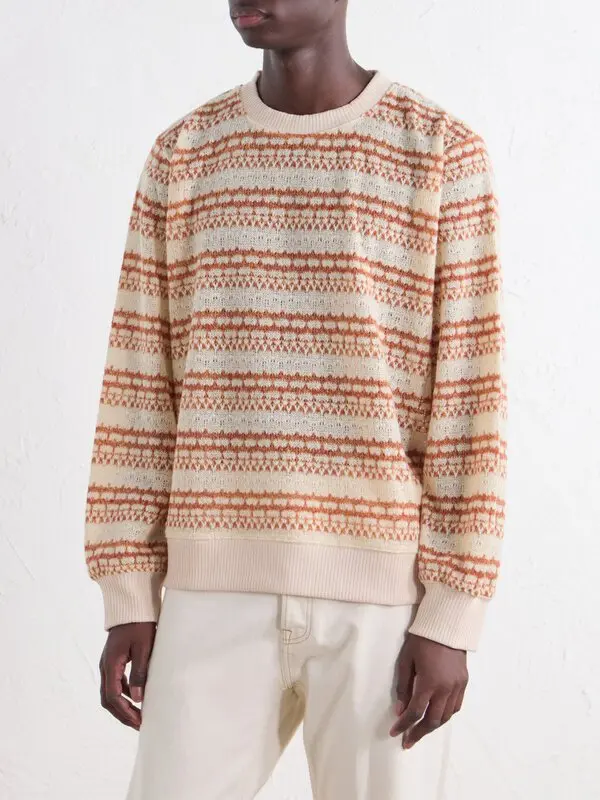 CORRIDOR Striped Pointelle-knit Sweater