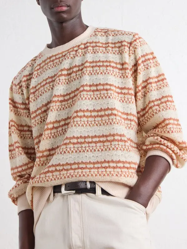 CORRIDOR Striped Pointelle-knit Sweater