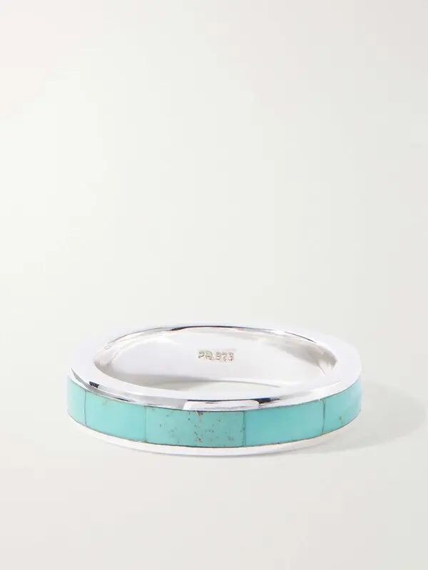 PEYOTE BIRD Infinity Sterling Silver And Turquoise Ring - Blue