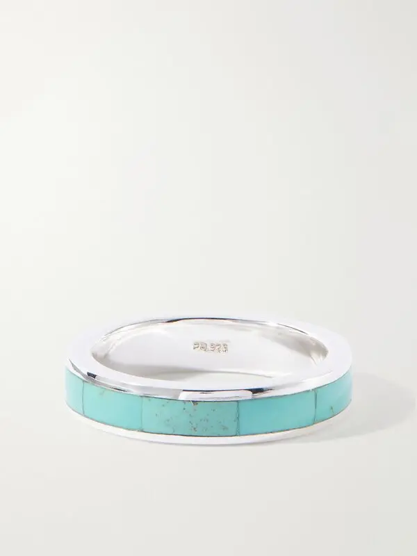 PEYOTE BIRD Infinity Sterling Silver And Turquoise Ring - Blue